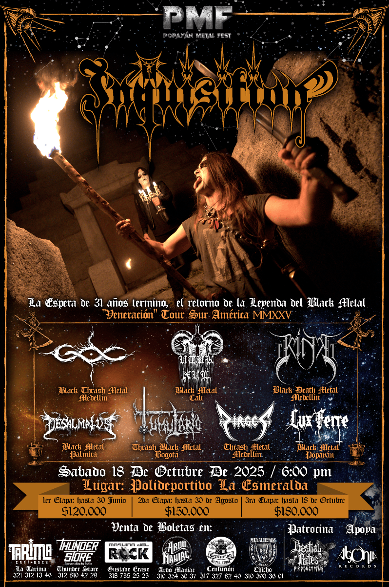 INQUISITION encabeza el cartel del Popayán Metal Fest 2025 | Factor Metal